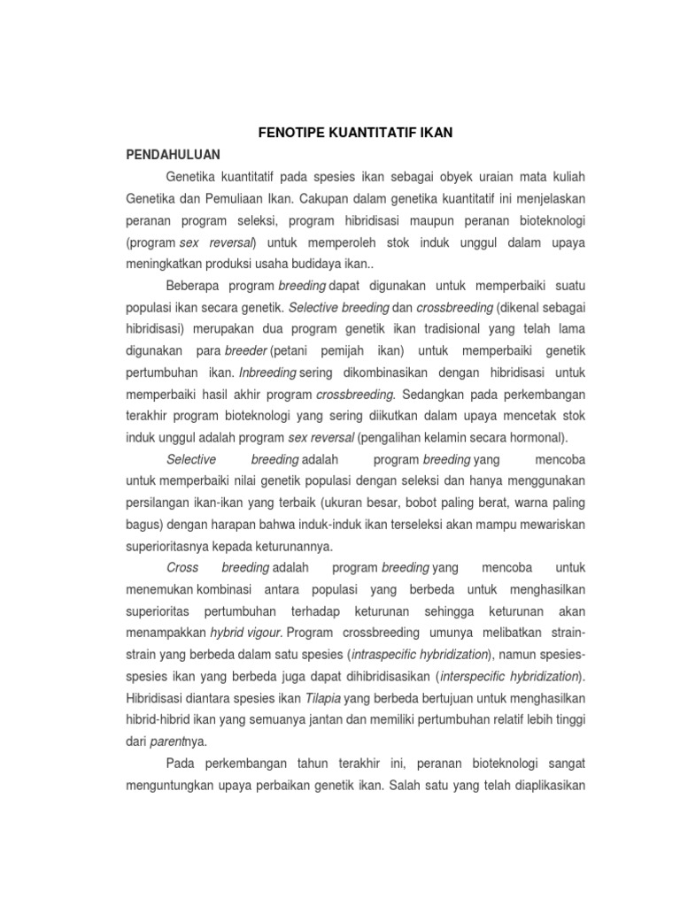 Fenotipe Kuantitatif Ikan | PDF