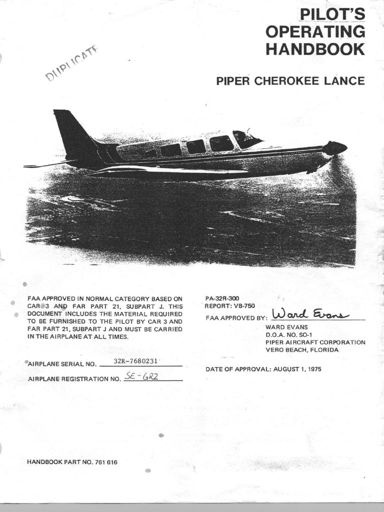 Piper PA32-300R Lance POH | PDF