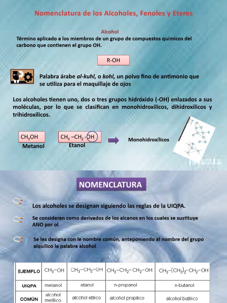 PRESENTACION Alcoholes | PDF | Alcohol | Compuestos orgánicos