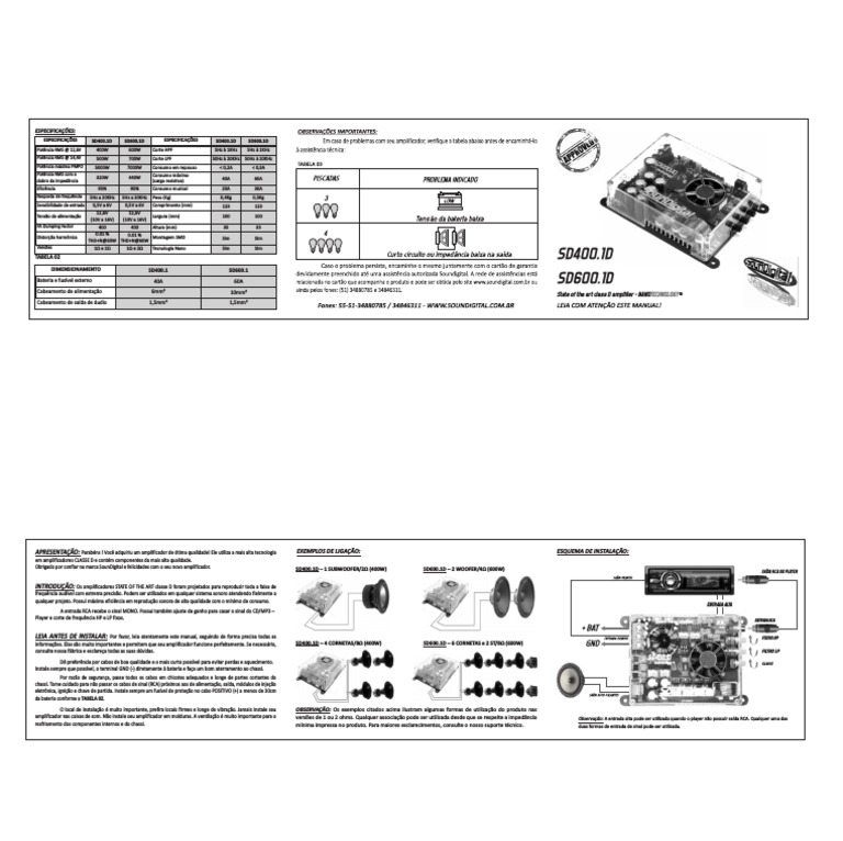 Manual SD400 1D SD600 1D | PDF | Amplificador | Engenharia Elétrica