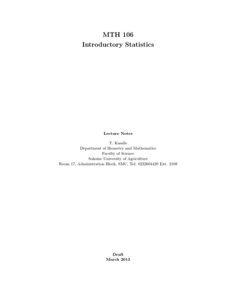 MTH 106 INTRODUCTORY TO DESCRIPTIVE STATISTICS | PDF | Survey ...
