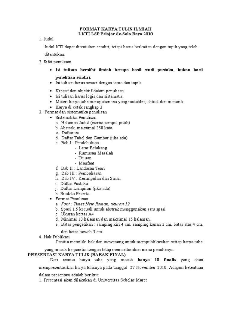 Format Karya Tulis Ilmiah | PDF
