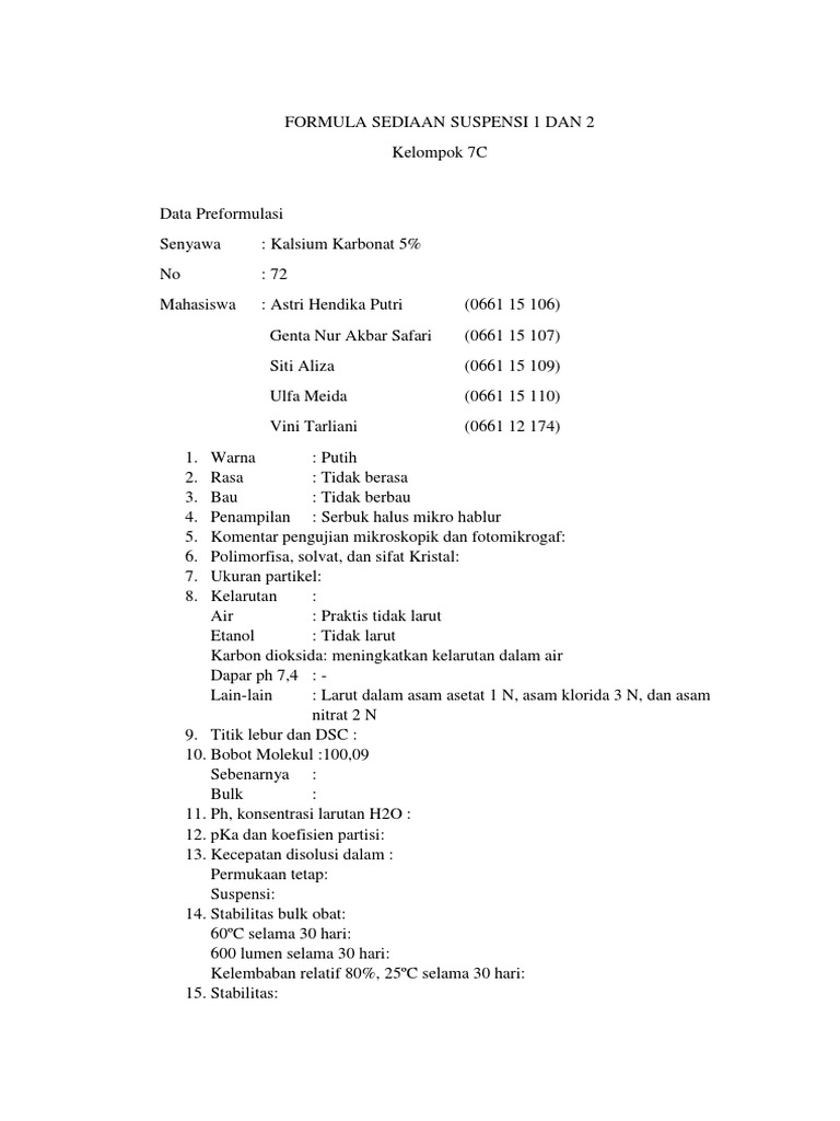 Data Preformulasi | PDF