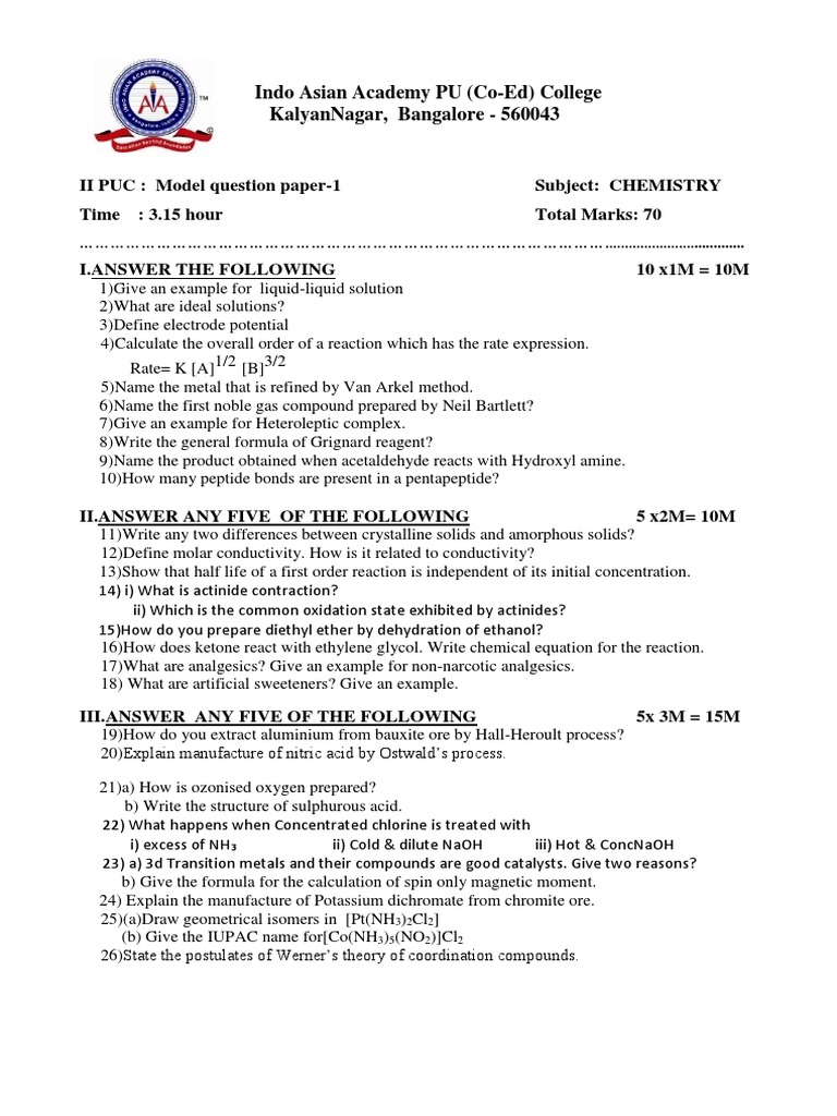 PUC Chemistry-1 | PDF | Chemical Reactions | Chlorine