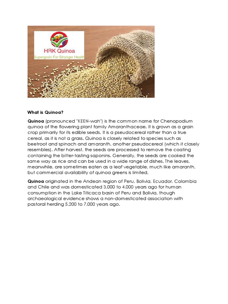 What Is Quinoa? Quinoa (Pronounced "KEEN-wah") Is The Common Name For ...