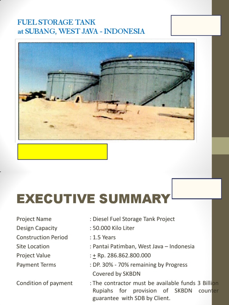 Diesel Fuel Storage Tank Project | PDF