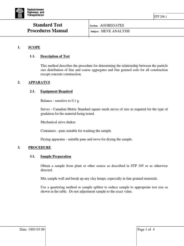 Standard Test Procedures Manual: 1. Scope 1.1. Description of Test ...