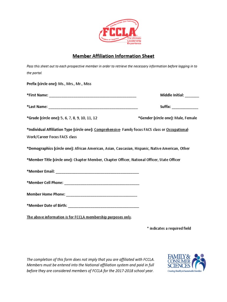 Member: Affiliation Information Sheet | PDF