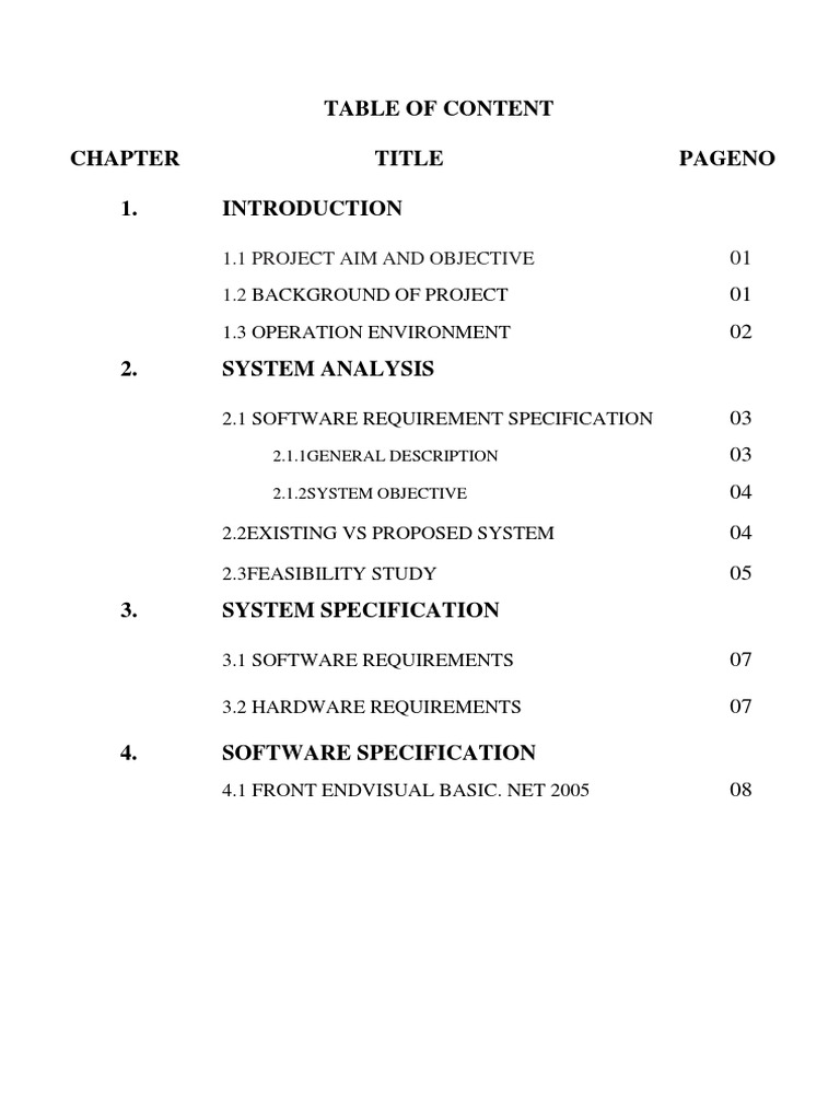 Table of Content Title Pageno 1.: 1.1 Project Aim and Objective 1.2 | PDF | Software | Computer ...