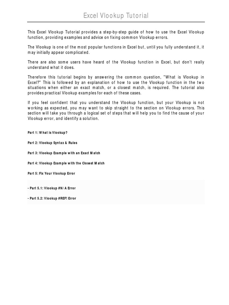 Excel Vlookup Tutorial | PDF | Spreadsheet | Parameter (Computer Programming)