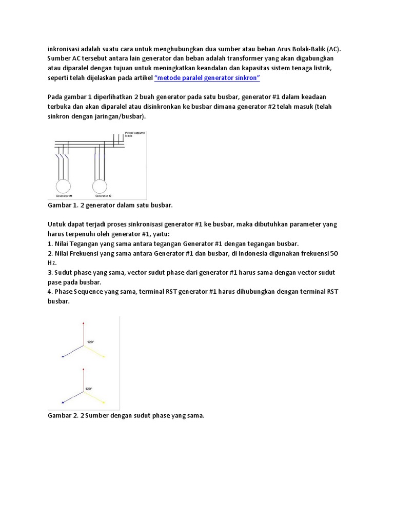 Inkronisasi Adalah Suatu Cara Untuk Menghubungkan Dua Sumber Atau Beban ...
