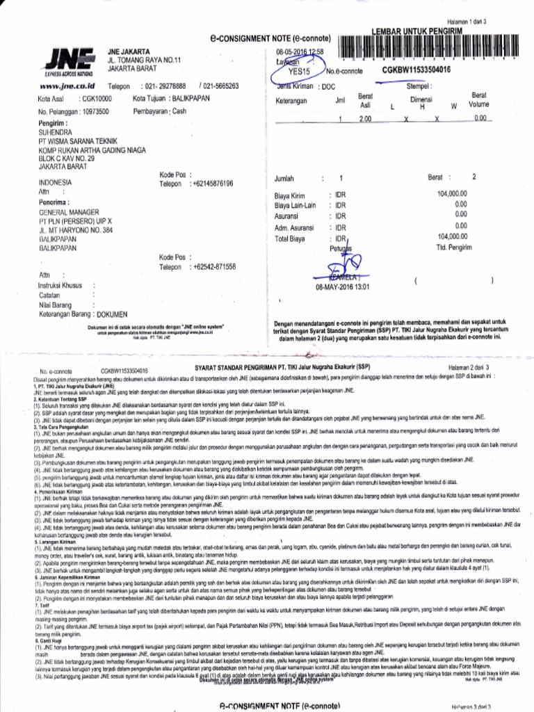 Resi JNE - Approval DWG EM - For Submit Mei 2016 | PDF