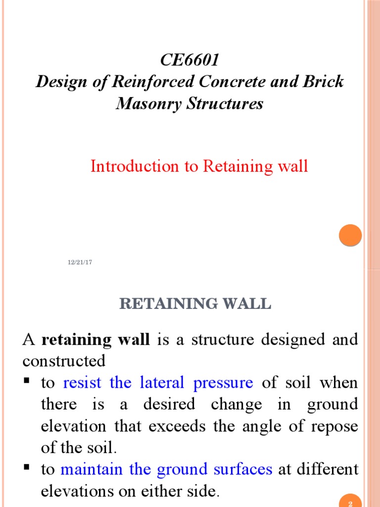 Introduction To Retaining Wall | PDF | Building Engineering ...