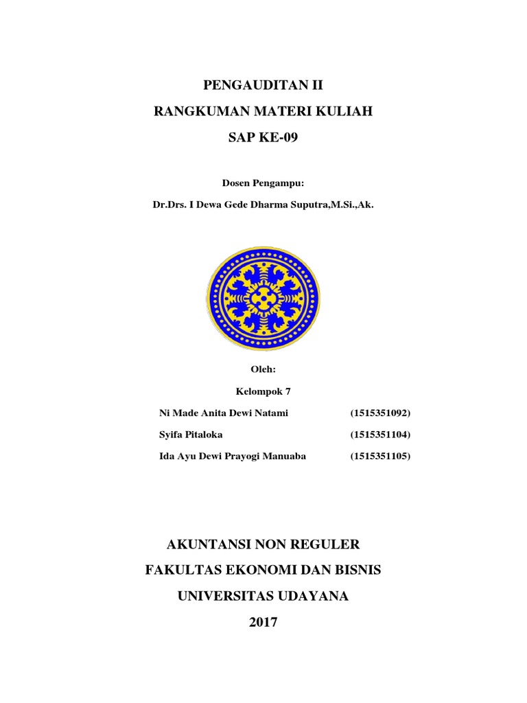 RMK Audit Sap 9 | PDF | Pengelolaan Keuangan & Uang
