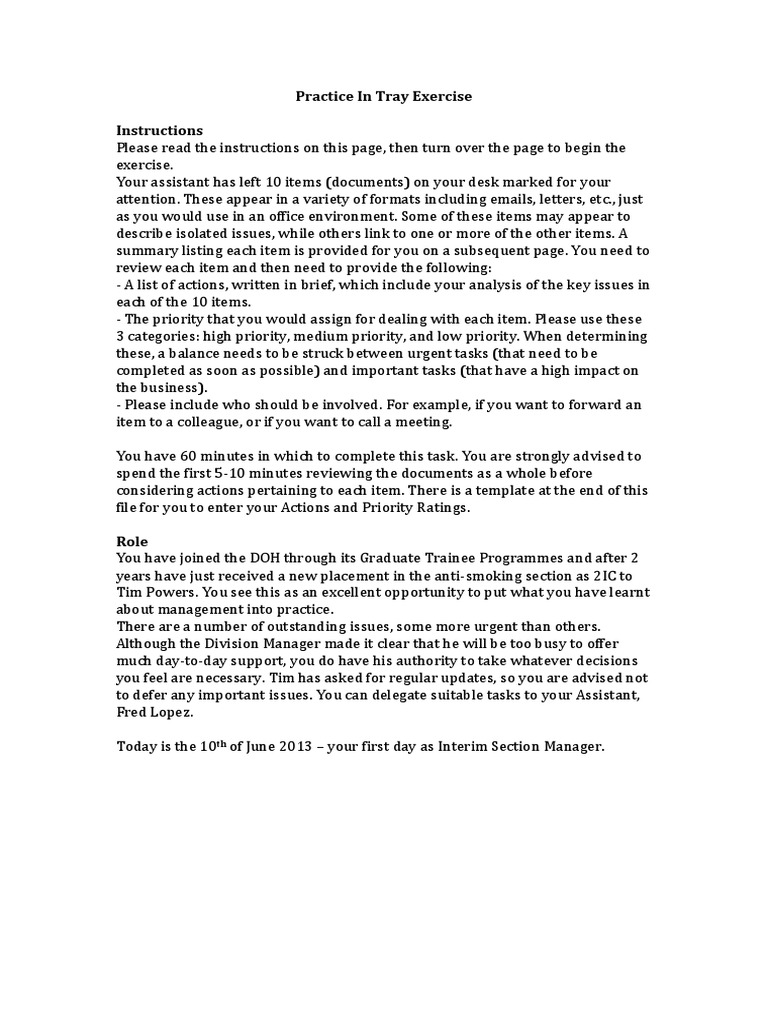 Practice in Tray Exercise Instructions | PDF | Tobacco Smoking | Addiction