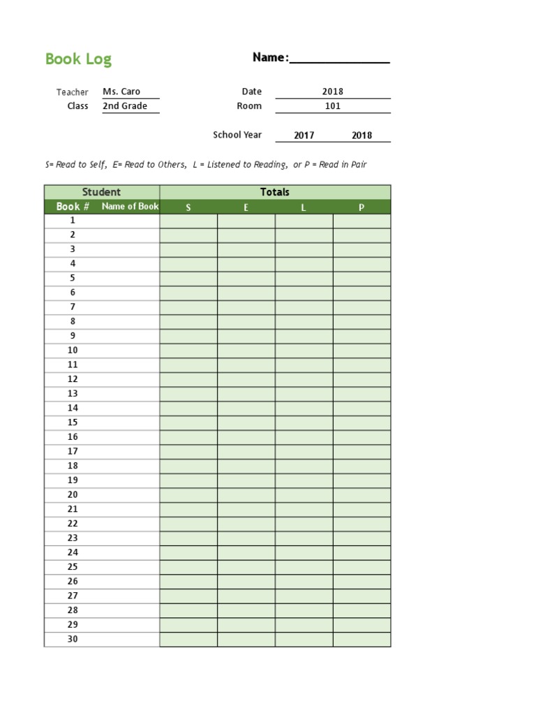 Book Log: Name | PDF