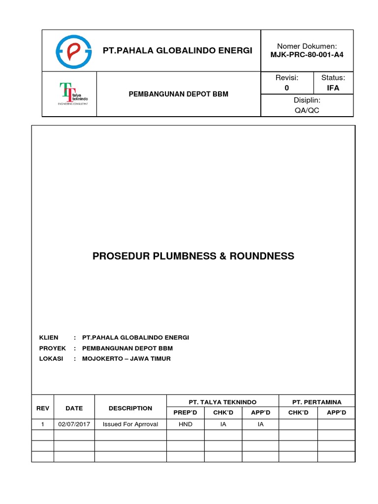 Prosedur Plumbness MJK | PDF
