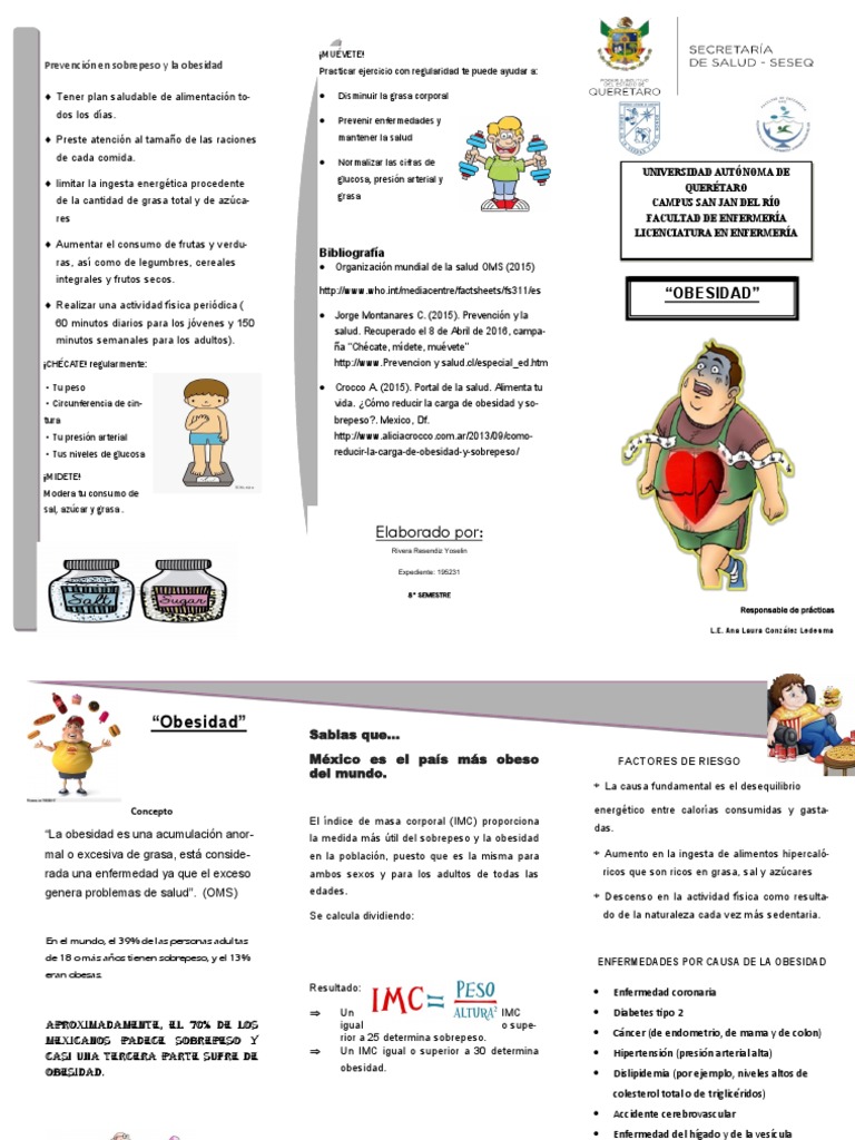 Obesidad Triptico | PDF | Obesidad | Índice de masa corporal