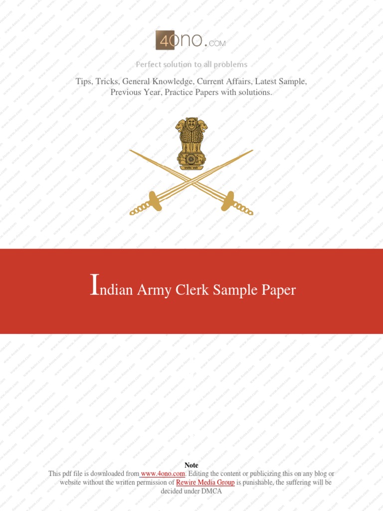 Army Clerk Sample Paper 1 | PDF