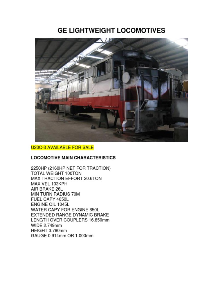 Ge Lightweight Locomotives | PDF | Locomotives | Engines