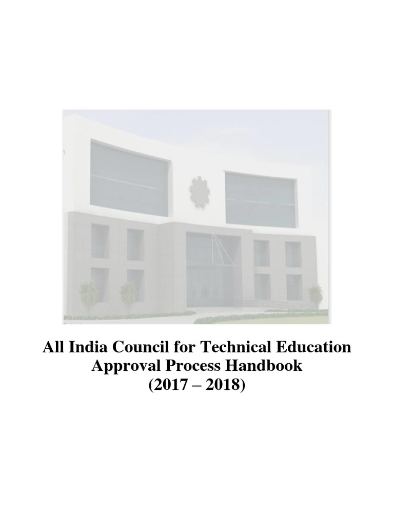 AICTE Approval Process Handbook 2017 18 | PDF | Vocational Education | Academia