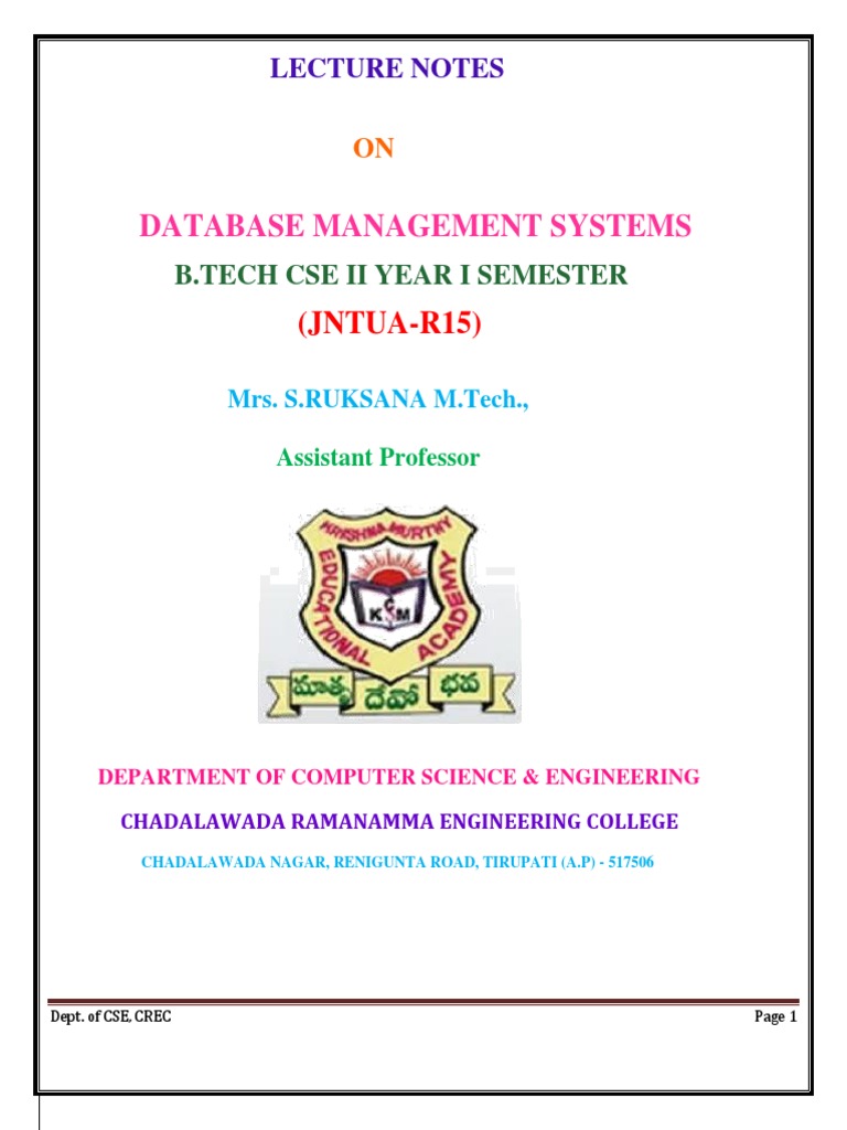 DBMS Notes Complete | PDF | Conceptual Model | Databases DBMS Notes Complete | PDF | Conceptual Model | Databases