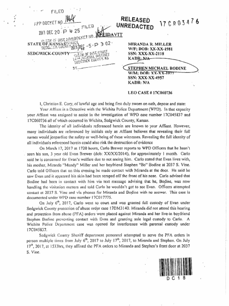 Stephen Bodine and Miranda Miller Affidavit | PDF