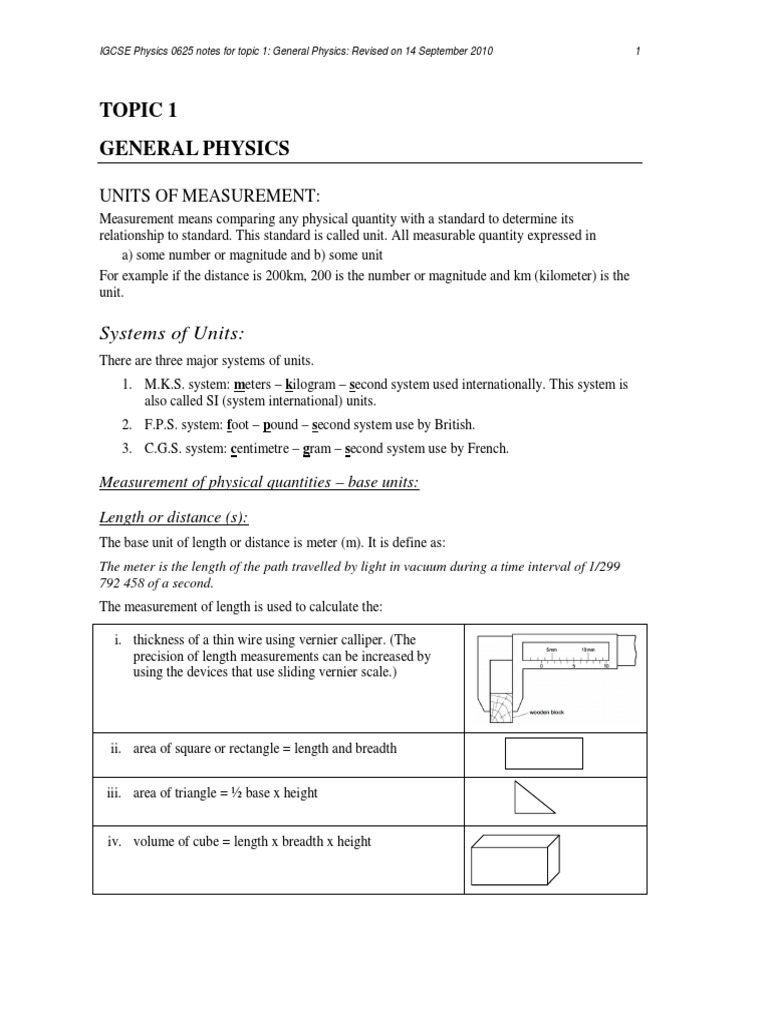Topic 1 General Physics PDF | PDF | Acceleration | Pressure