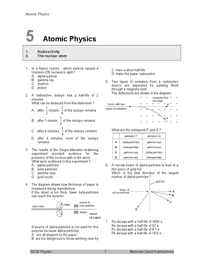 5 Atomic Physics1 PDF | PDF | Radioactive Decay | Atoms