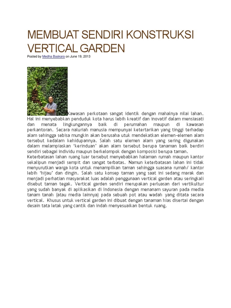 Membuat Sendiri Konstruksi Vertical Garden | PDF