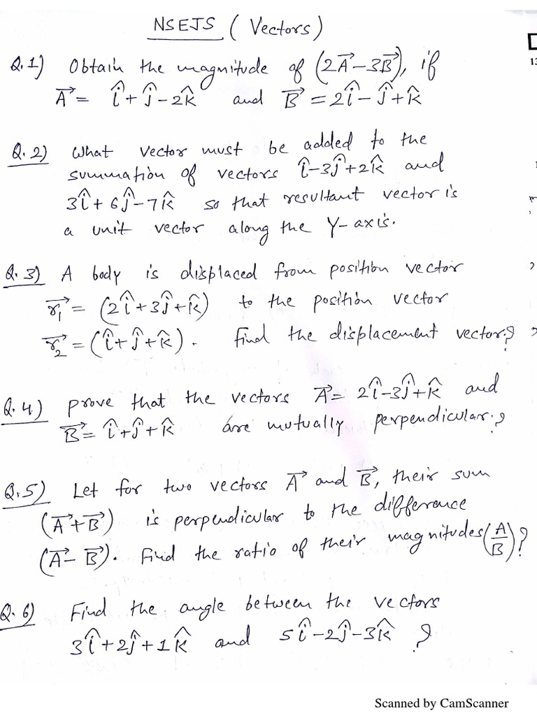 NSEJS 2017 Vectors Practice Problems-2 | PDF