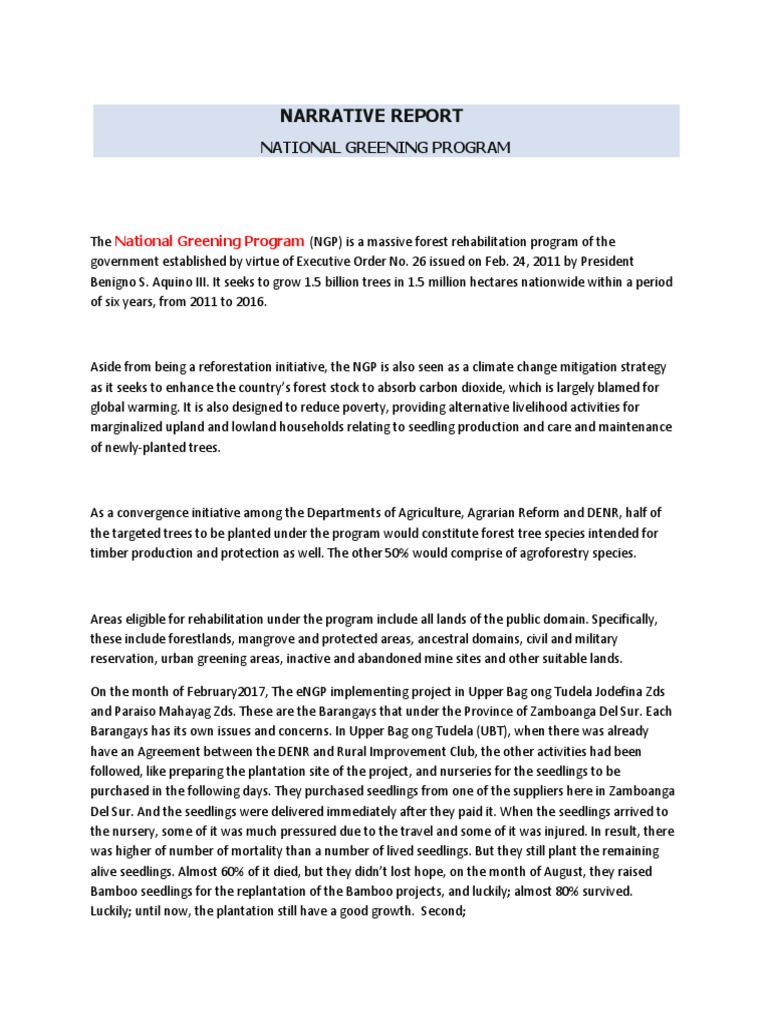 Narrative Report: National Greening Program | Download Free PDF ...