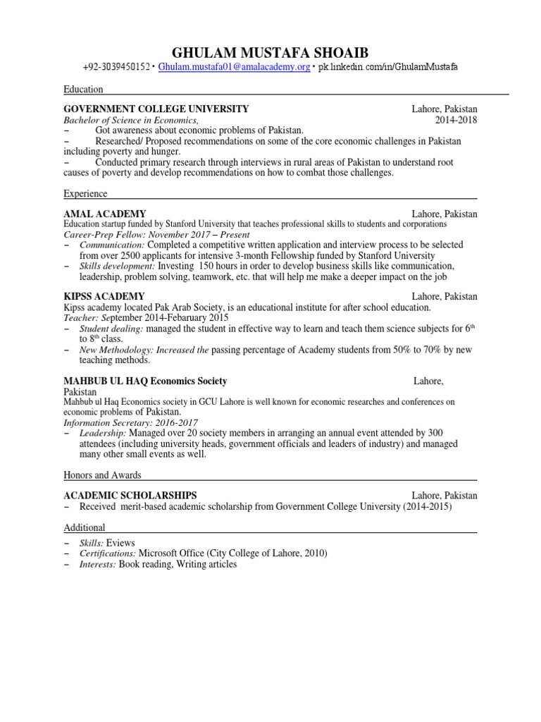 Ghulam Mustafa Shoaib Resume | PDF | Learning | Behavior Modification