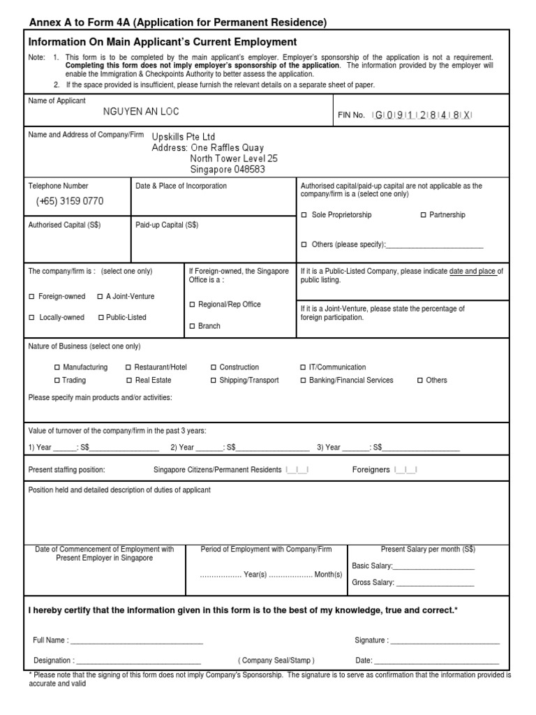 Employment details for PR application | PDF | Joint Venture | Government
