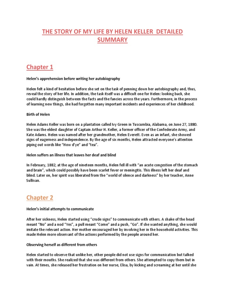 Summary of Helen Keller's Life Story | PDF | Helen Keller