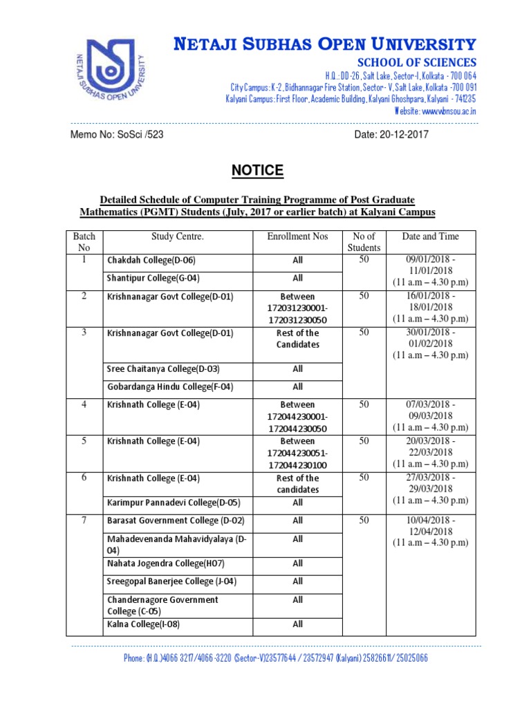 Notice Computer Training 2017 Phase1 | PDF | Students | Further Education