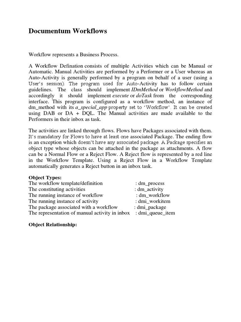 Documentum Workflows | PDF | Workflow | Object (Computer Science)