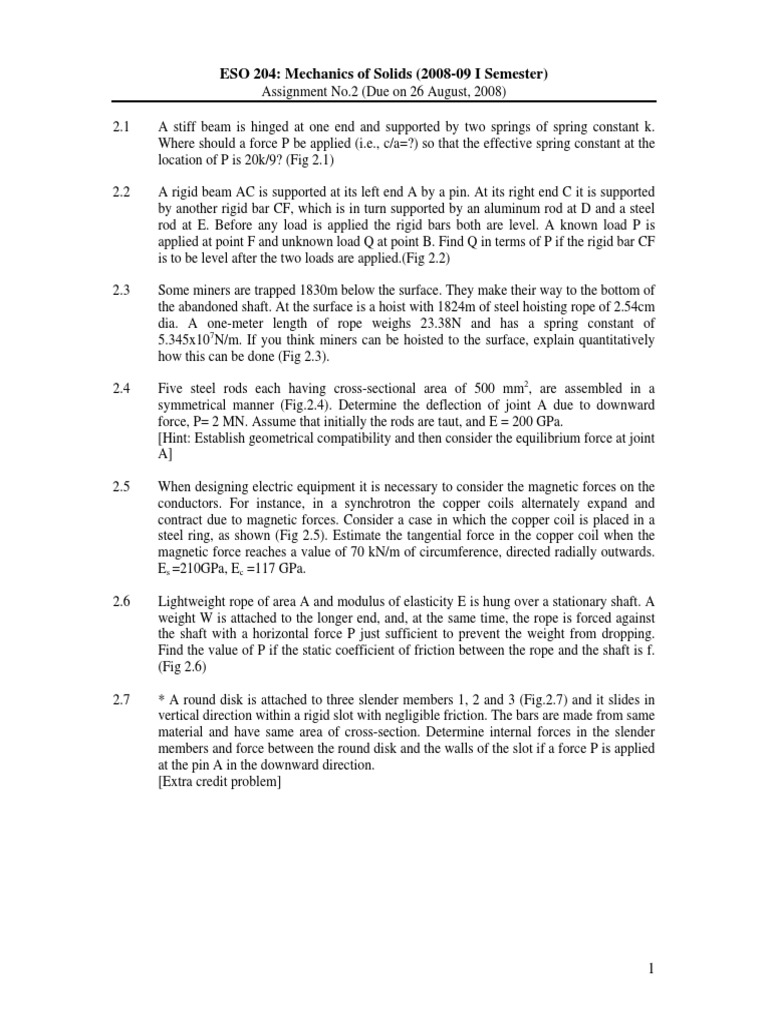 MOS Questions | PDF | Friction | Beam (Structure)