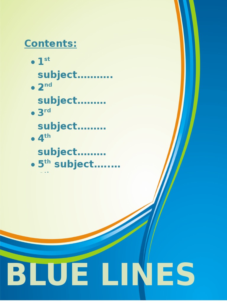 Blue Lines: Contents: Subject .. Subject Subject Subject Subject .. | PDF