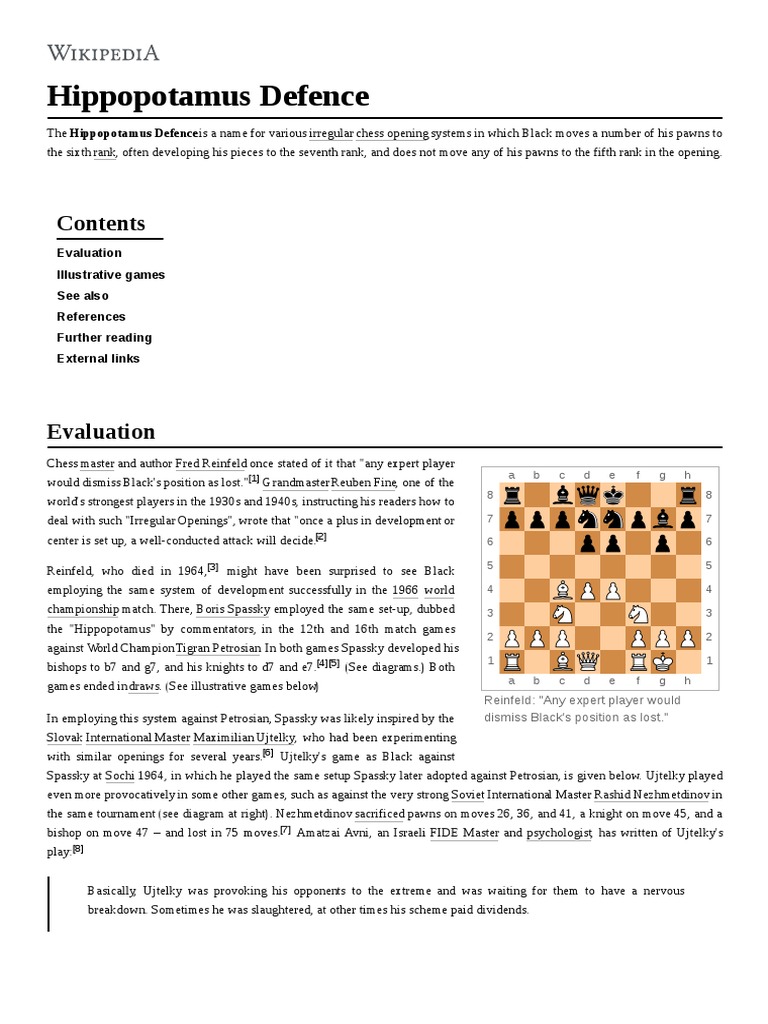 Hippopotamus Defence | PDF | Abstract Strategy Games | Chess