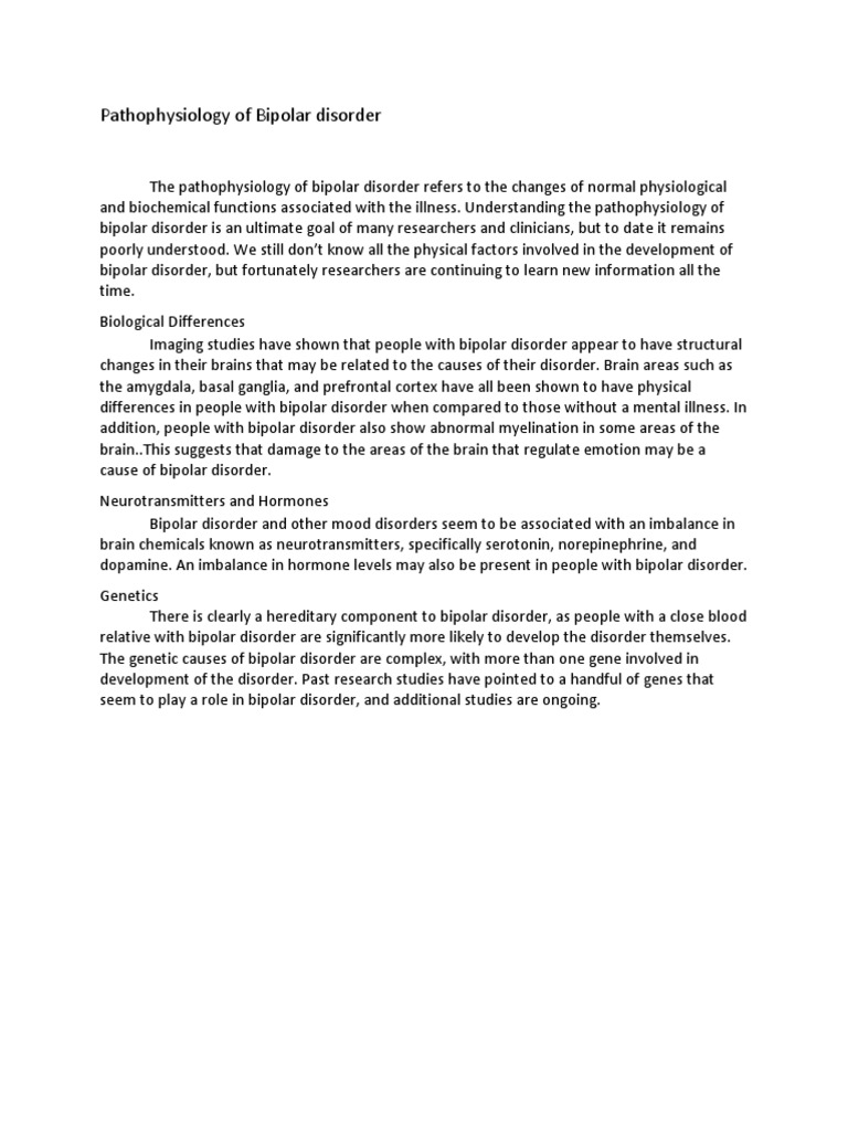 Pathophysiology of Bipolar Disorder | PDF | Bipolar Disorder | Brain