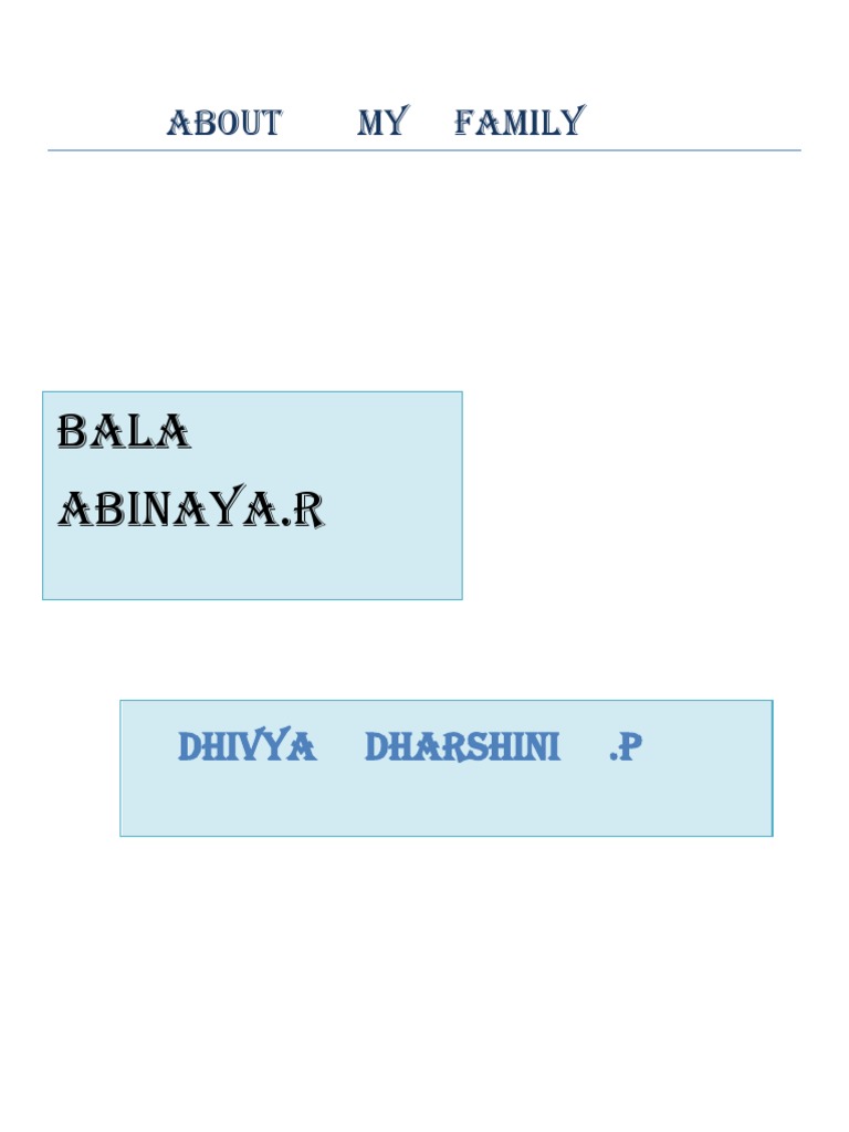 Bala Abinaya.R: About My Family | PDF | Wellness