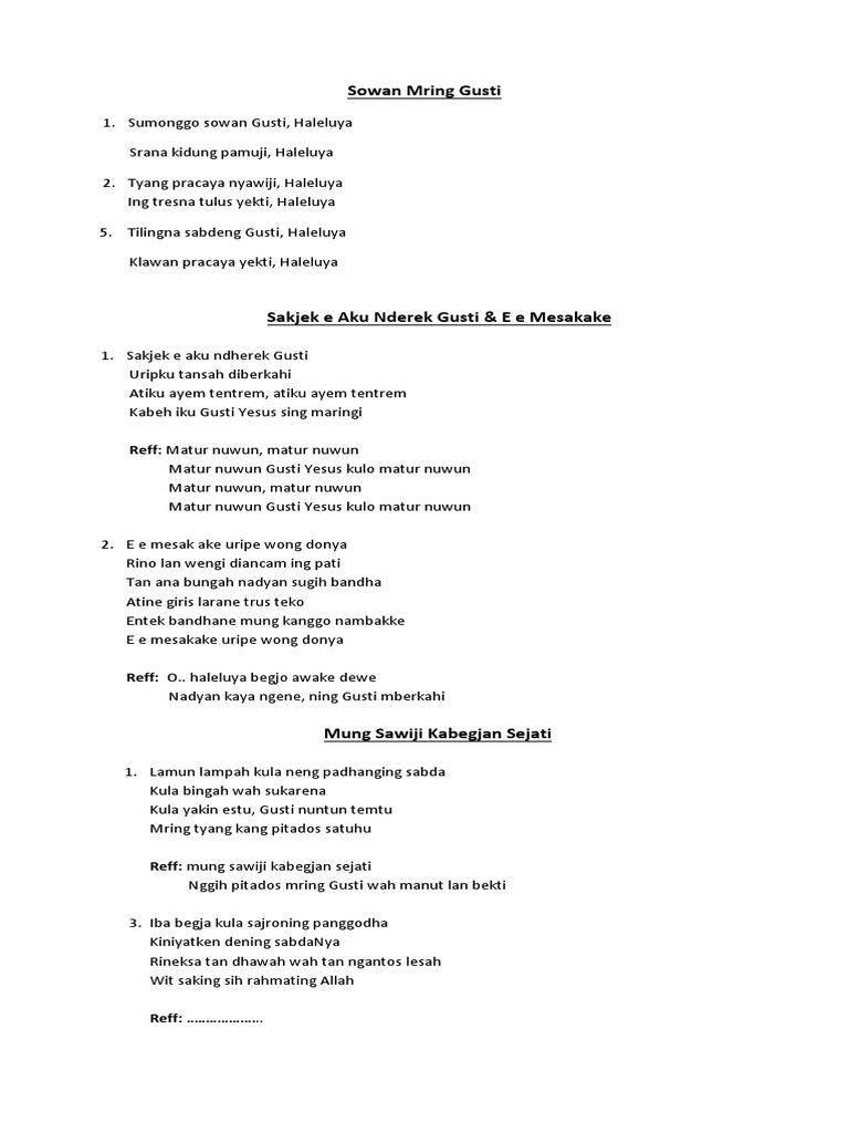 Sowan Mring Gusti | PDF