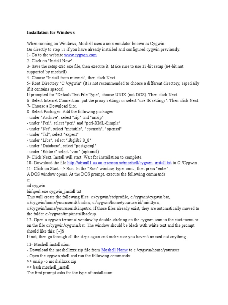 Moshell Installation | PDF | Zip (File Format) | Command Line Interface