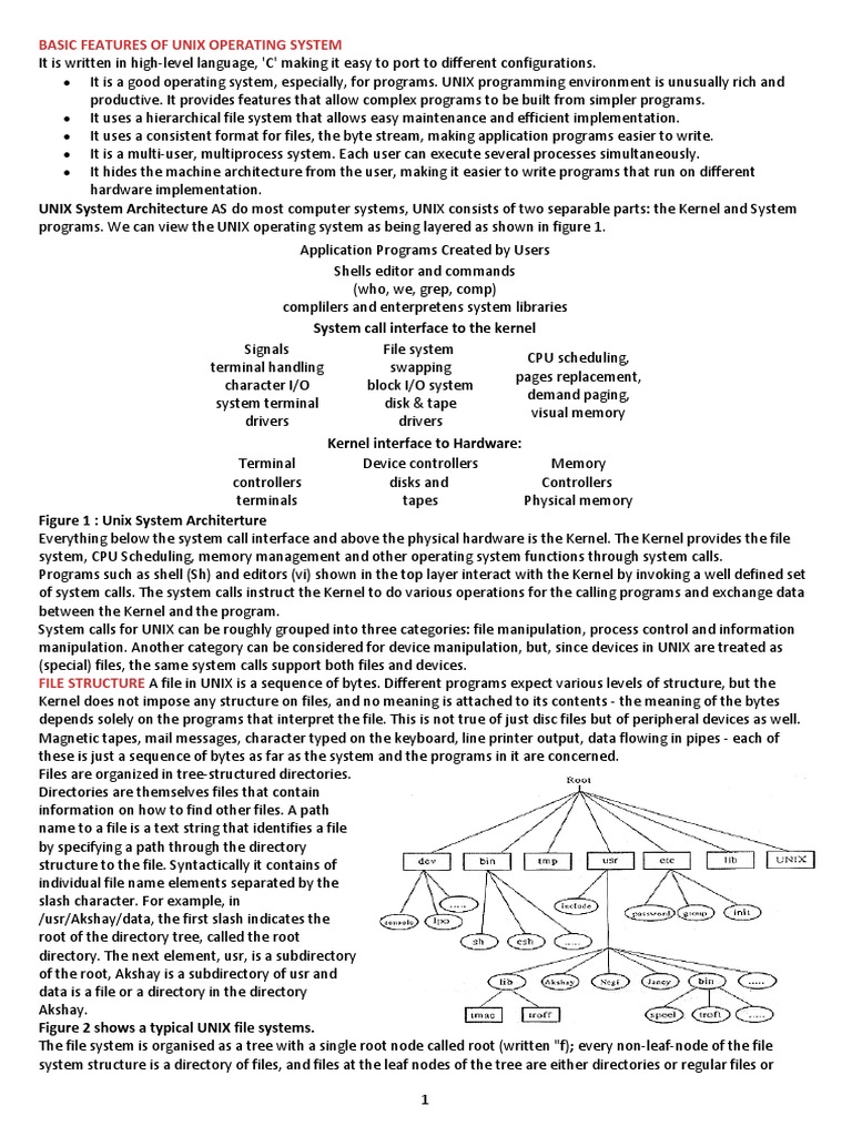 Basic Features of Unix Operating System | PDF | Scheduling (Computing) | Computer File