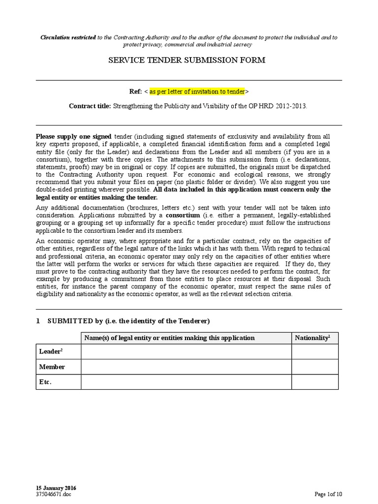 B8o7 Tenderform Simp en | PDF | Balance Sheet | Private Law