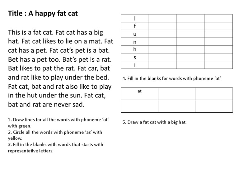 Title: A Happy Fat Cat: L F U N H S I | PDF