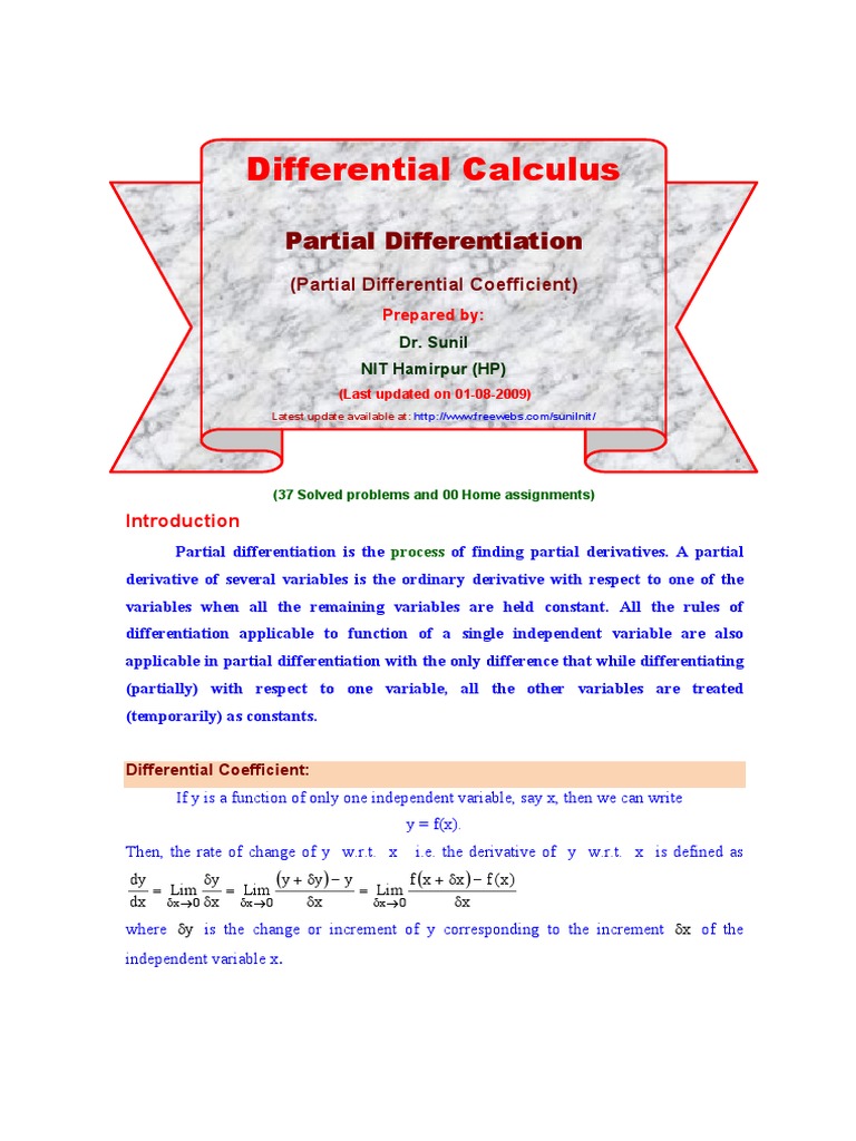 Differential Calculus | Download Free PDF | Variable (Mathematics ...