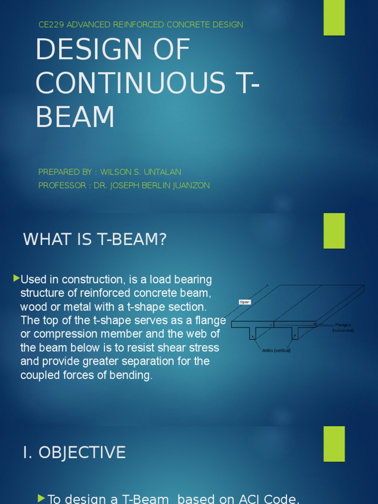 Design of a Continuous T-Beam Floor System Based on ACI Code ...