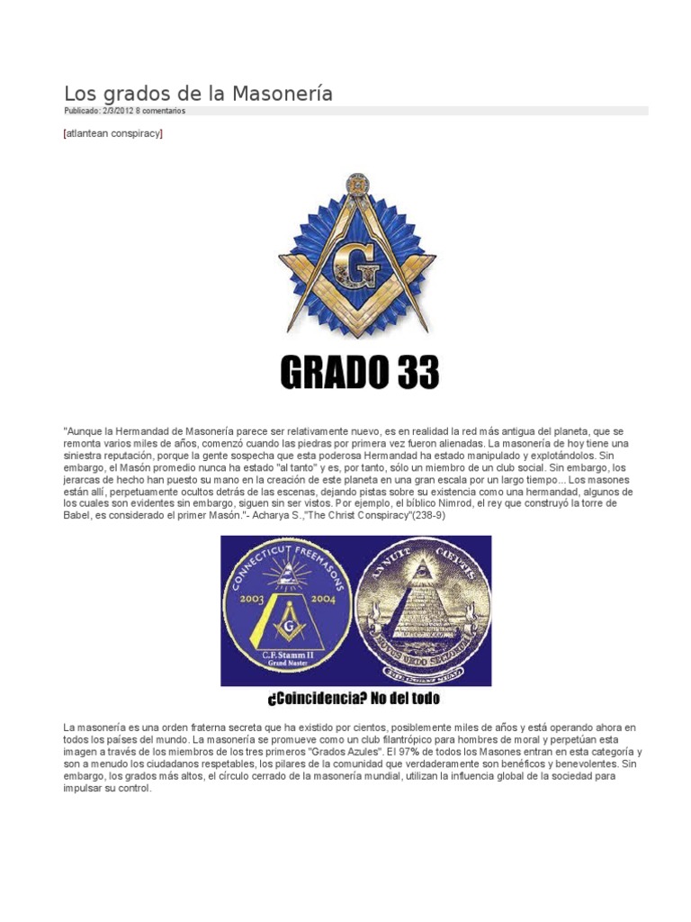 Grados Masonicos | PDF | Masonería | Oculto